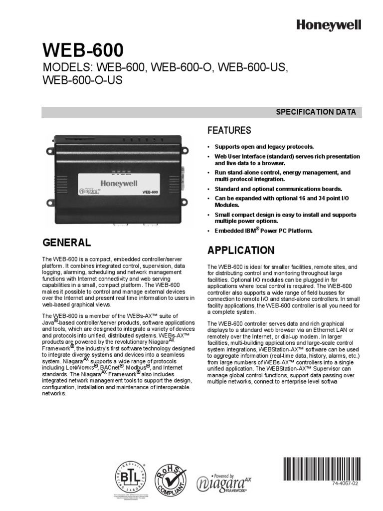 MODELS: WEB-600, WEB-600-O, WEB-600-US, WEB-600-O-US: Features | PDF ...
