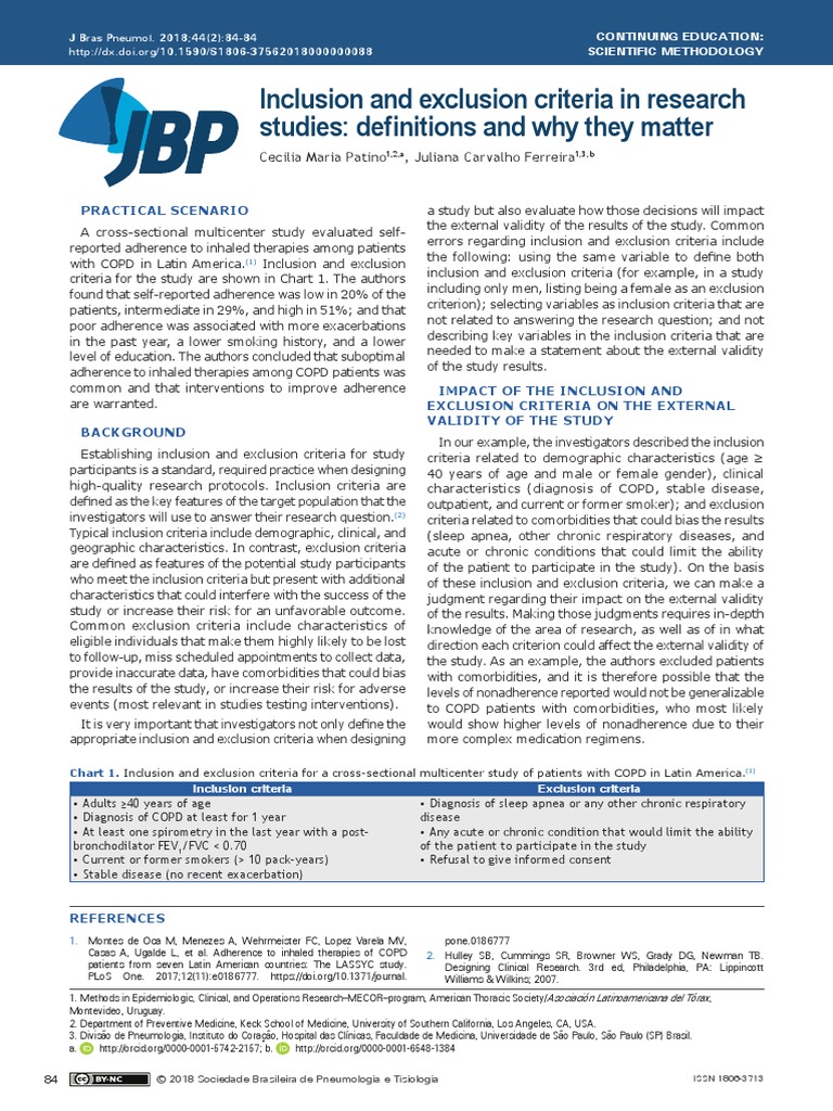 Inclusion and Exclusion Criteria in Research Studies: Definitions and ...