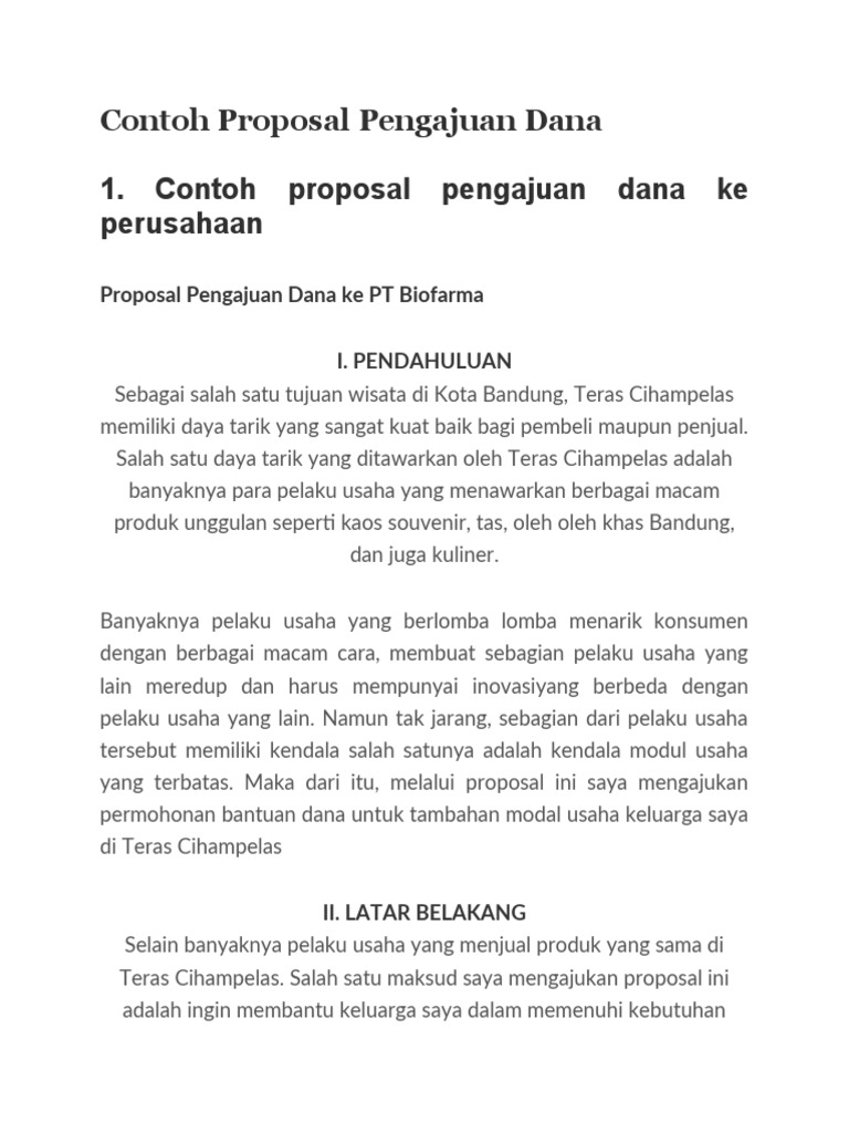 Contoh Proposal Pengajuan Dana | PDF