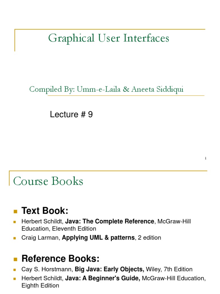 Lecture 9 GUI Basic JLabel, Jbutton, JFrame | PDF | Graphical User Interfaces | Software
