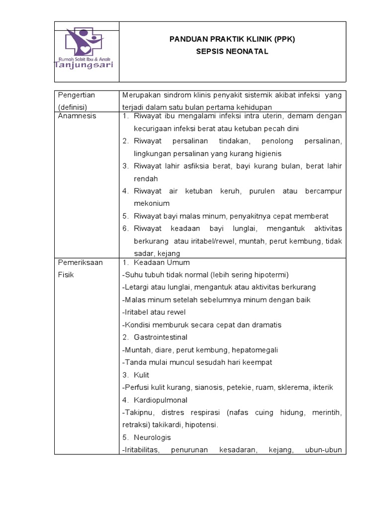 04 PPK Anak Sepsis Neonatal | PDF | Kesehatan Holistik