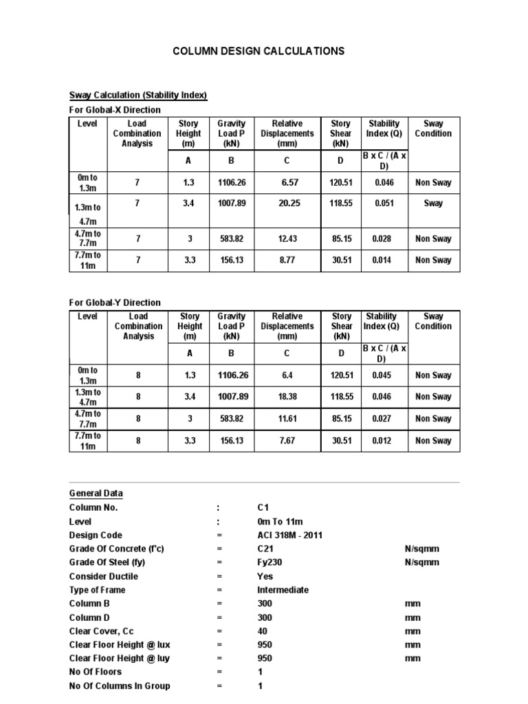 Column Design Calculations | Download Free PDF | Beam (Structure ...