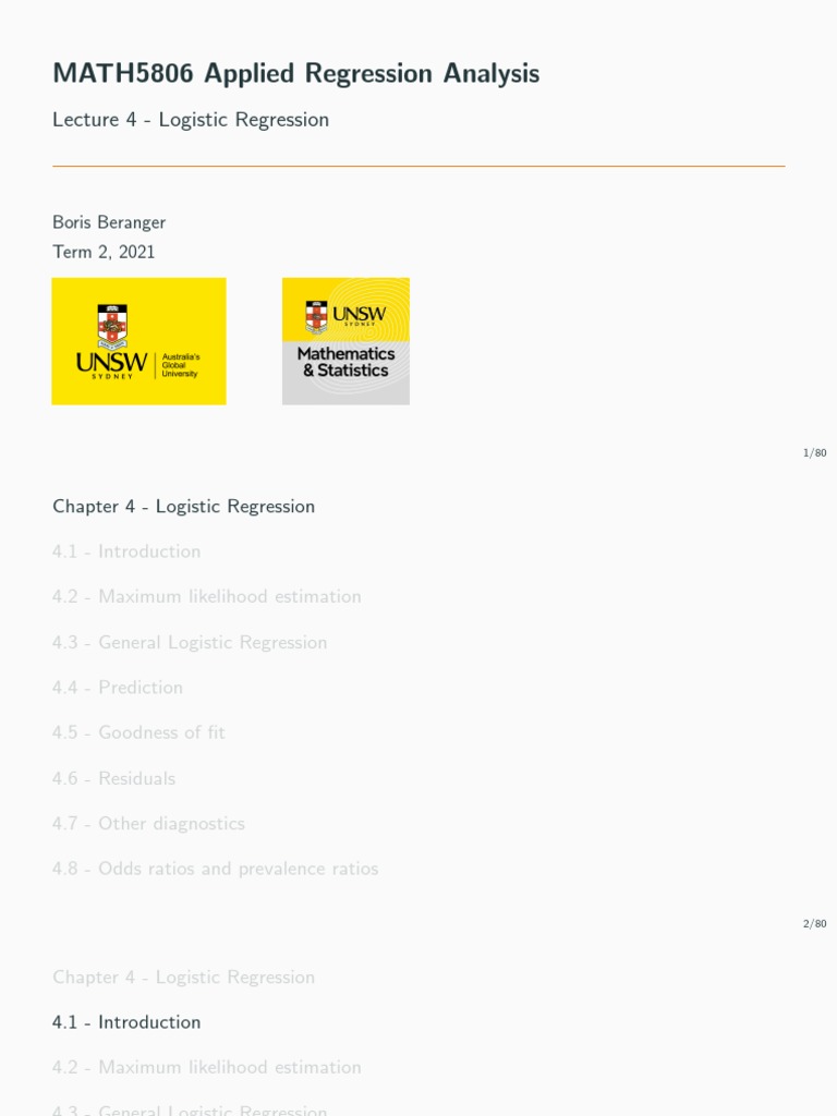 Week04 Lecture Bb Pdf Logistic Regression Regression Analysis
