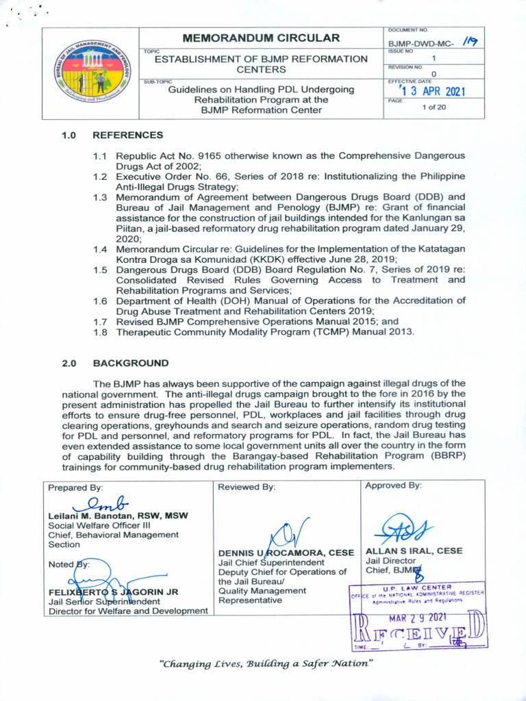 Mc-119 MC On Establishment of BJMP Reformation Centers | PDF