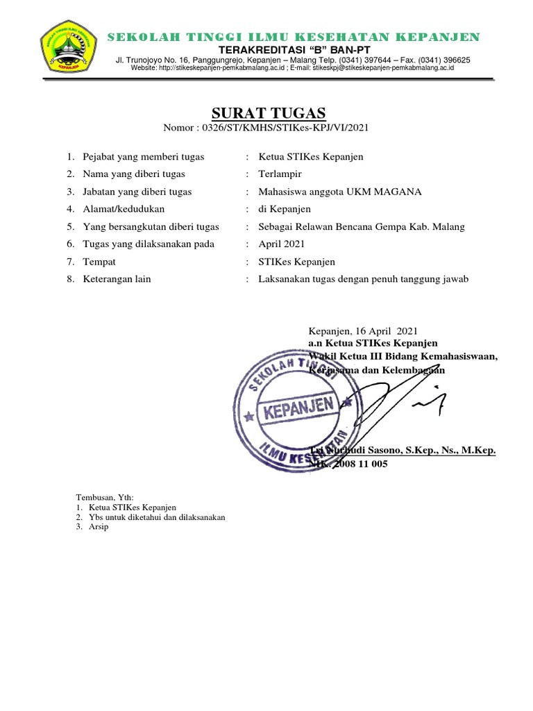 Surat Tugas Relawan Bencana Ukm Magana | PDF