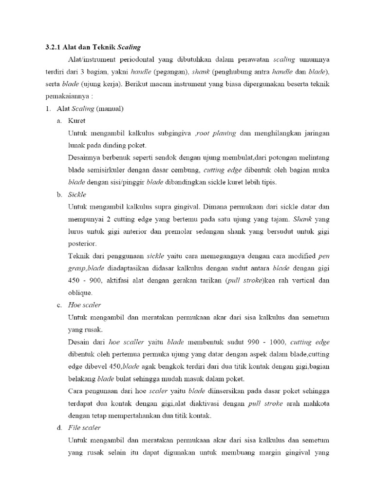 3.2.1 Alat Dan Teknik Scaling Alat - Instrument Periodontal Yang ...
