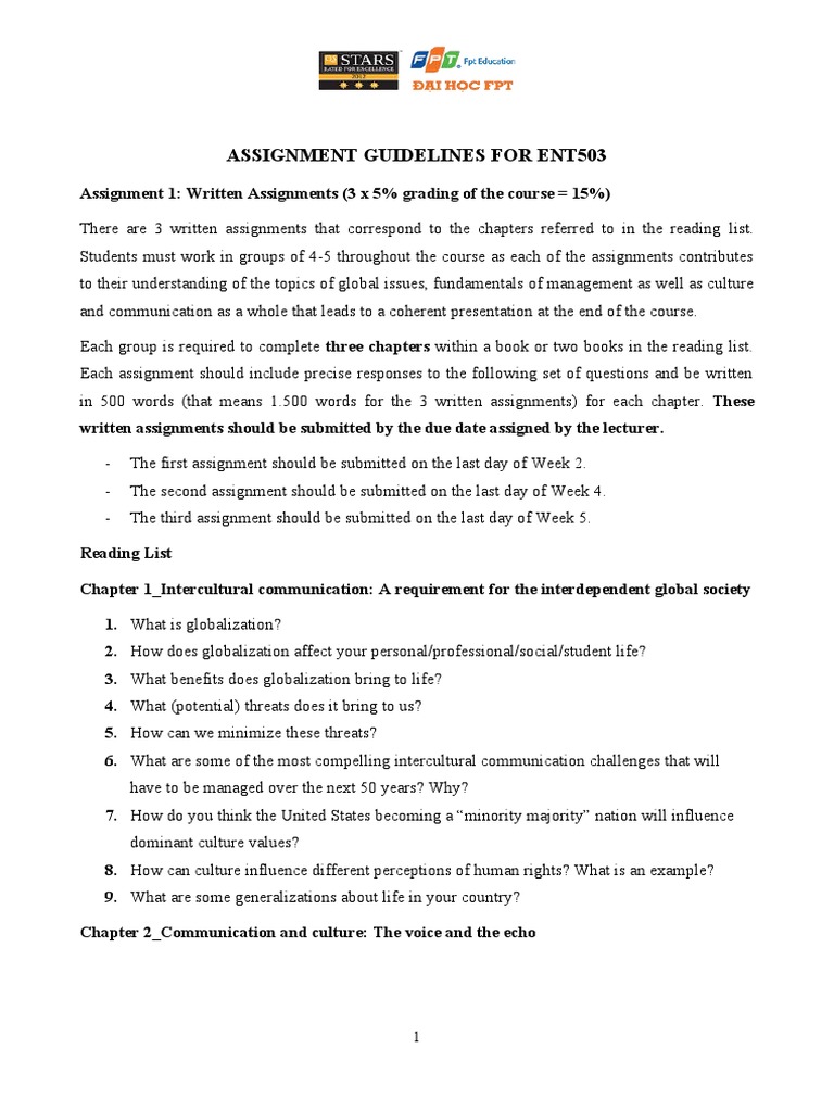 ENT503 Assignment Guidelines | PDF | Cross Cultural Communication | Communication