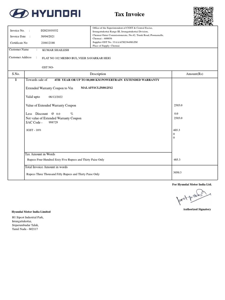 Extended Warranty Detail Invoice Report | PDF | Invoice | Taxation