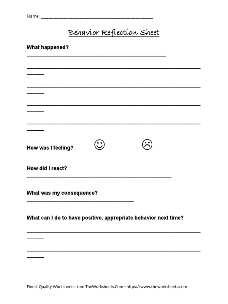Behavior Reflection Sheet: Name | PDF | Career & Growth