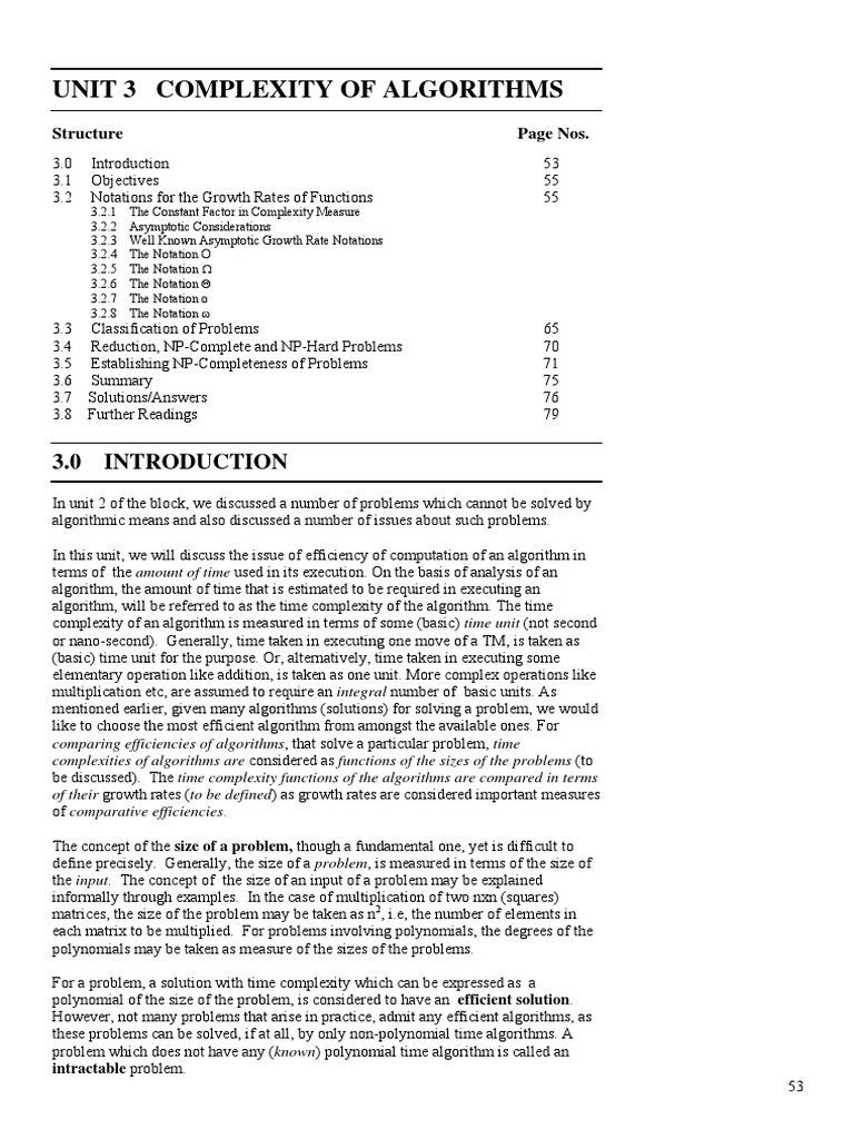 Unit 3 Complexity Of Algorithms Structure Nos Pdf Computational Complexity Theory Time