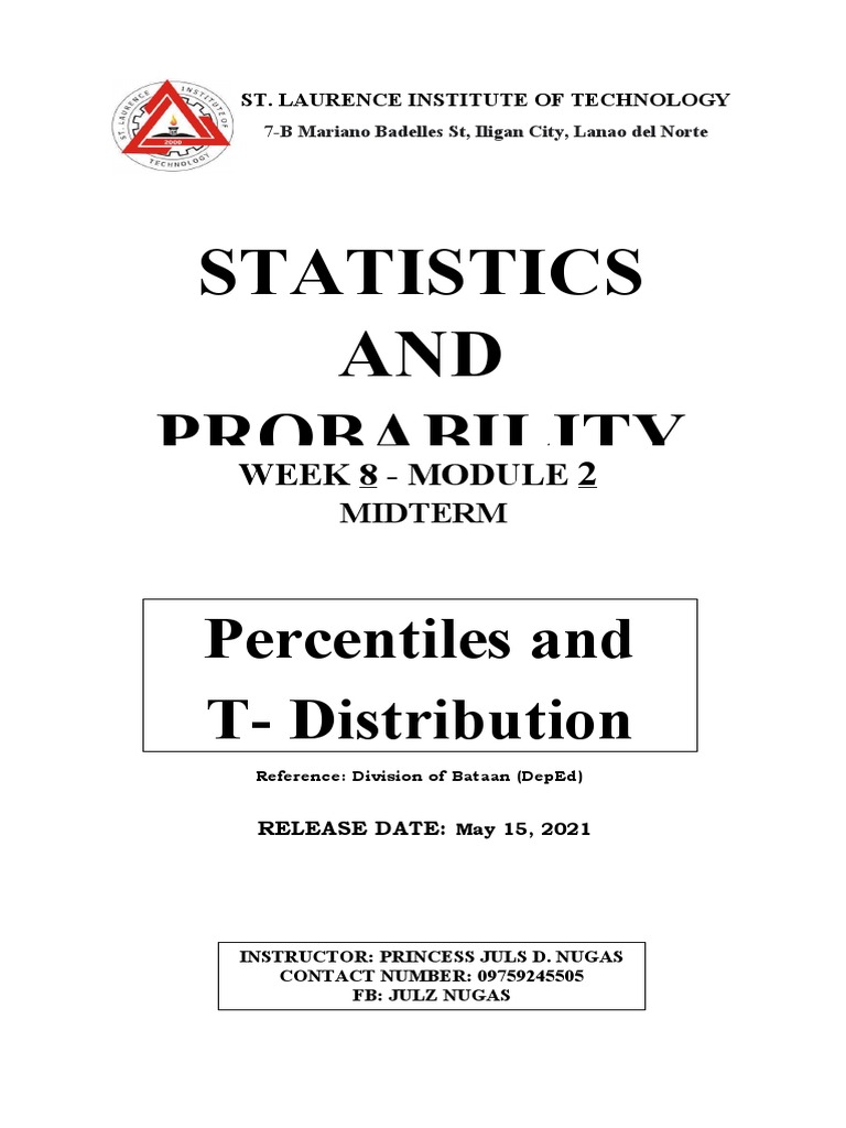 WEEK 8 Percentiles and T Distribution | PDF | Percentile | Normal ...
