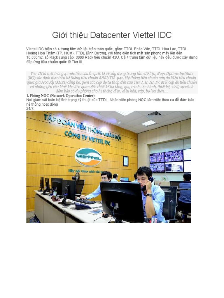 Giới thiệu Datacenter Viettel IDC | PDF