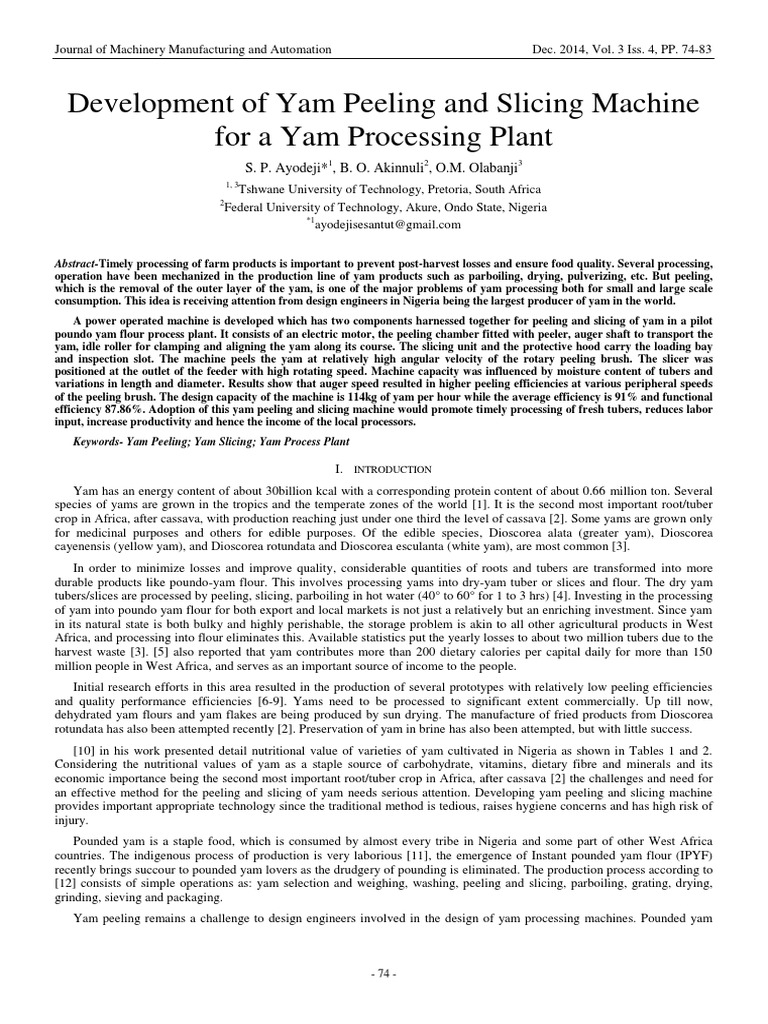 Yam Peeling and Slicing Machine Development | PDF | Belt (Mechanical ...