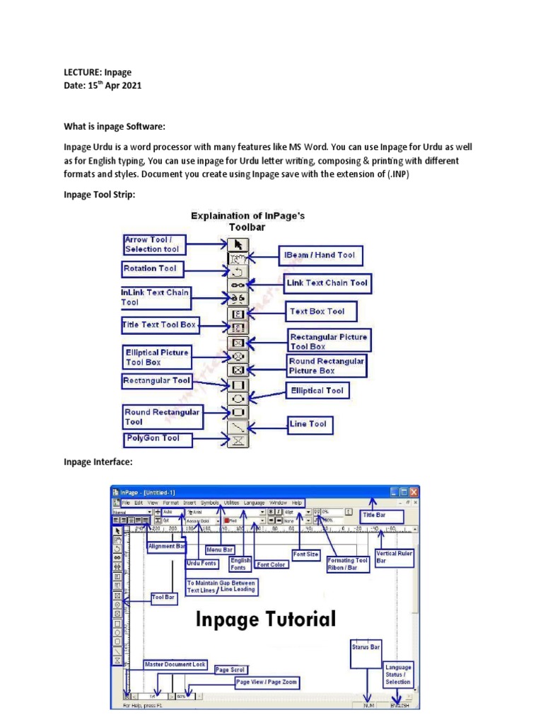 Inpage Software Overview and Tools | PDF | Computers