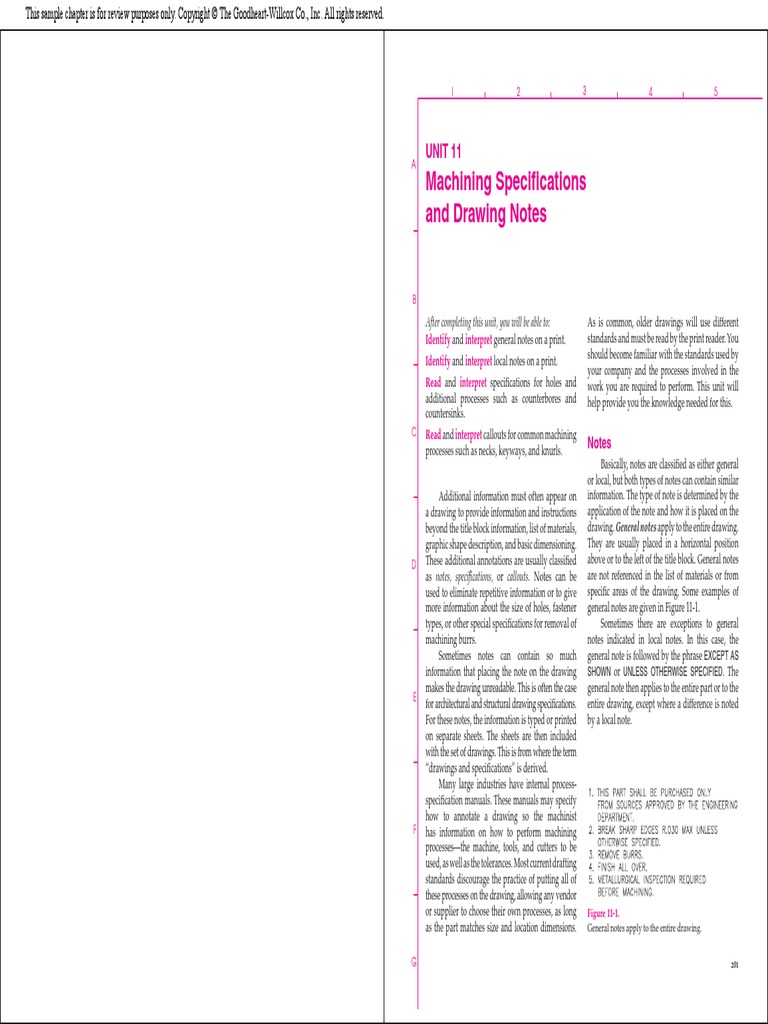 Machining Specifications and Drawing Notes: Unit 11 | PDF | Machining ...