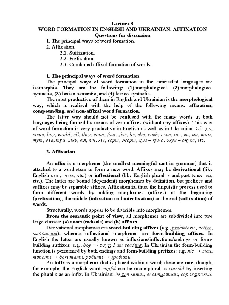 Lecture 3 - Contrastive Lex | PDF | Word | Morphology (Linguistics)