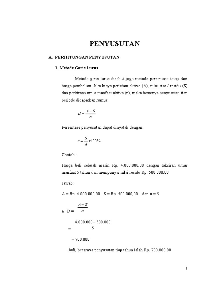 Metode Penyusutan Aktiva dan Contohnya | PDF | Metode & Bahan Ajar ...