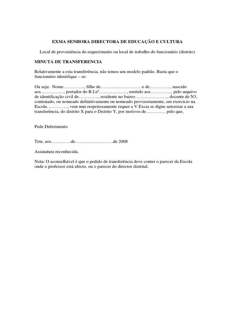 Minuta Transferencia | PDF