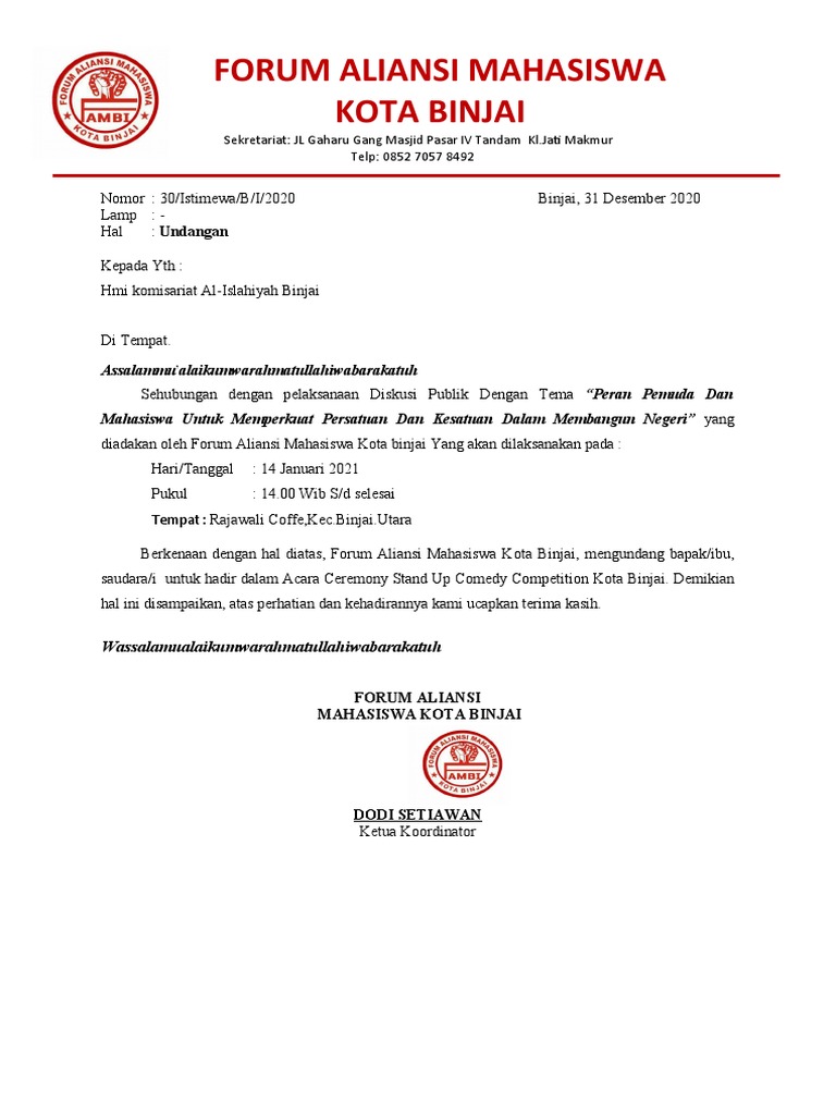 Surat Undangan Diskusi Publik | PDF