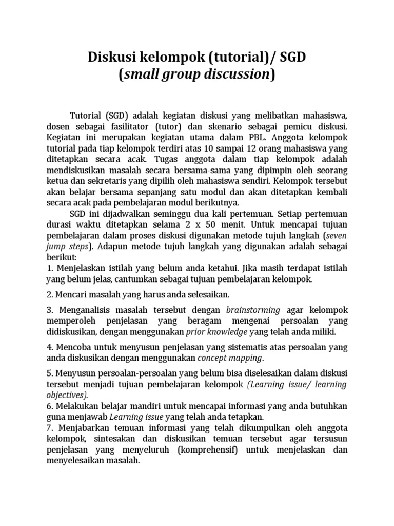 Tutorial Diskusi Kelompok dalam PBL | PDF | Karier & Perkembangan