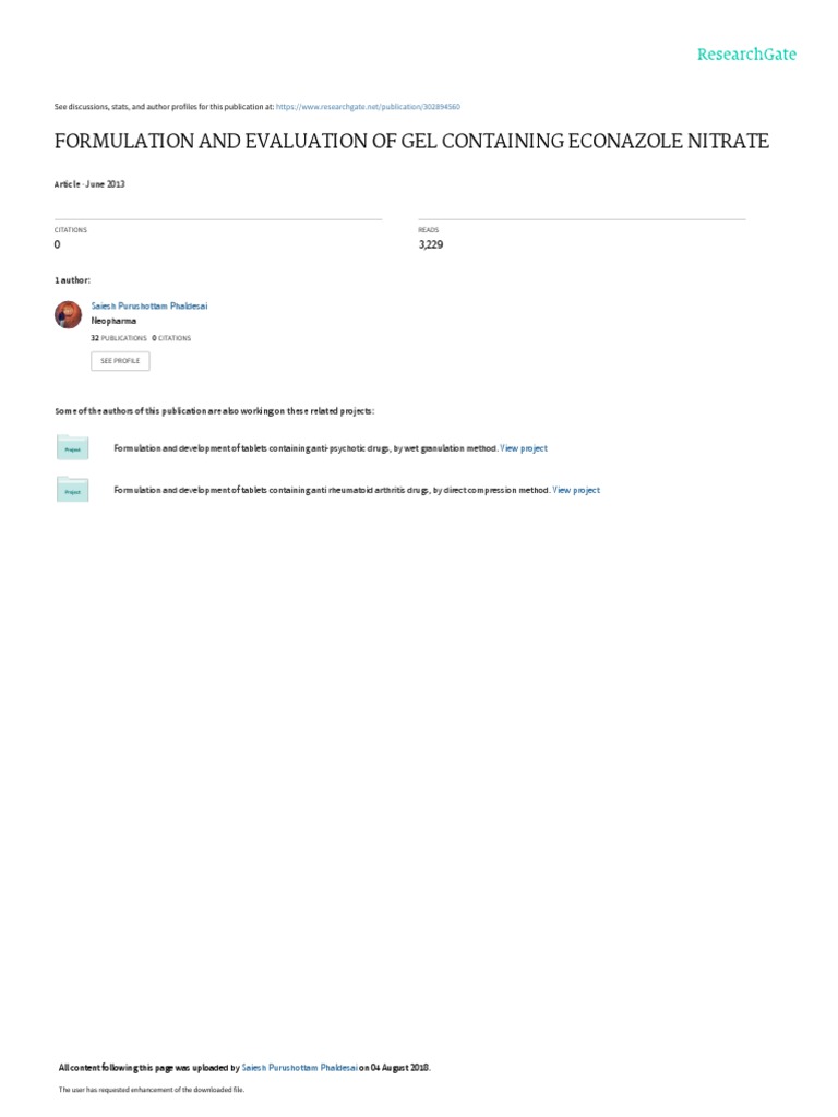 Gel Formulation | PDF | Pharmacokinetics | Topical Medication