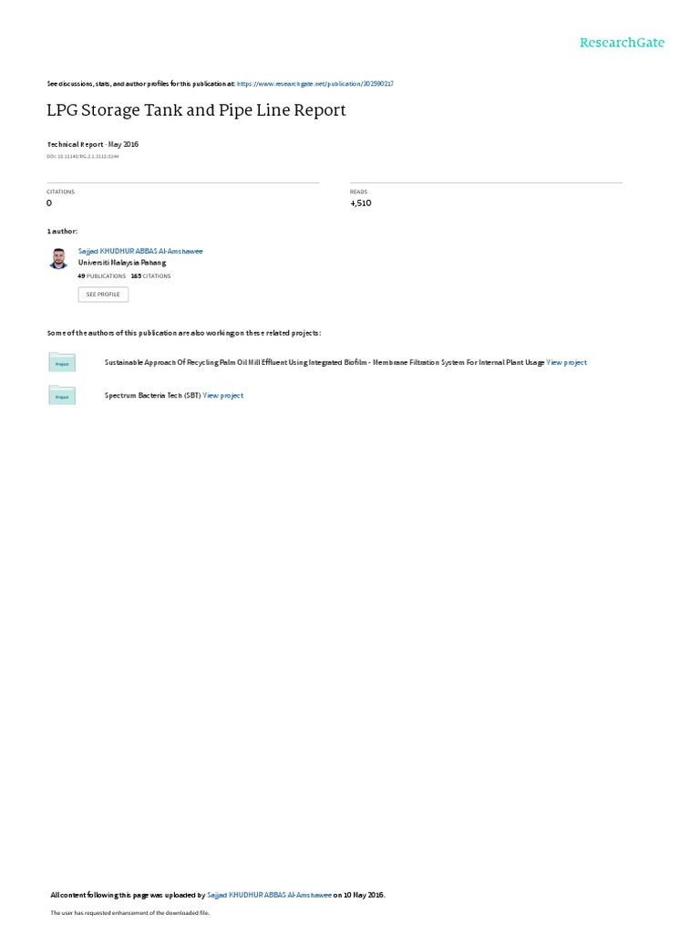 LPGStorage Tankand Pipe Line Report | PDF | Liquefied Petroleum Gas ...