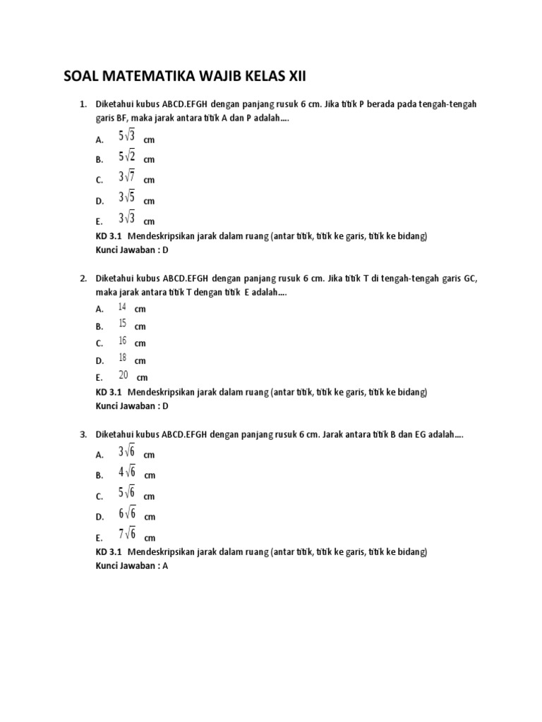 Soal Kelas Xii | PDF