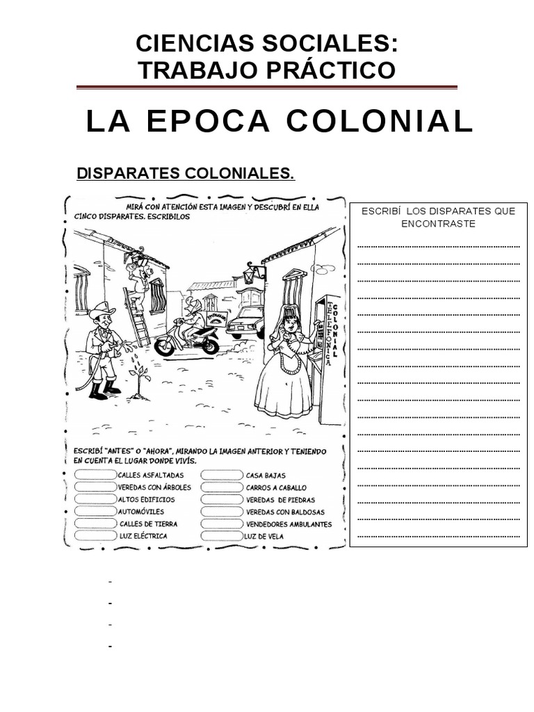 TRABAJO PRACTICO La Epoca Colonial | PDF
