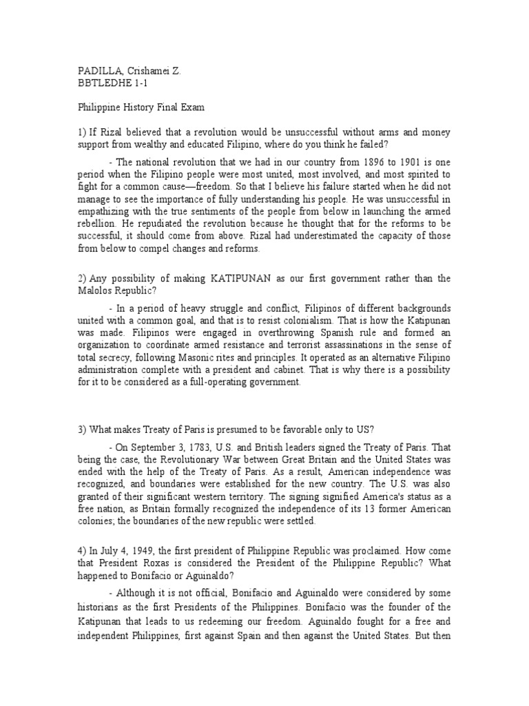 Philippine History Final Exam | Download Free PDF | Philippines ...
