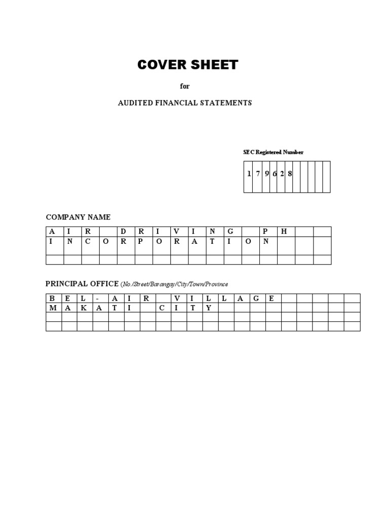 Cover Sheet: For Audited Financial Statements | PDF | Equity (Finance ...