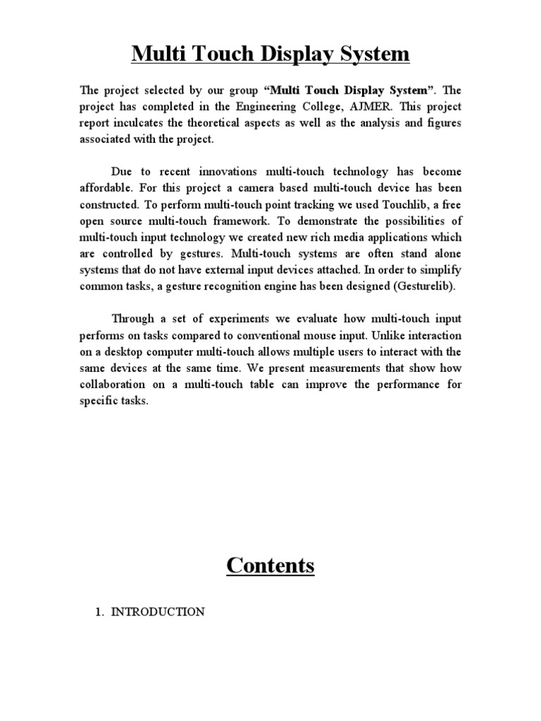 Multi Touch System | PDF | Computer Monitor | Application Software