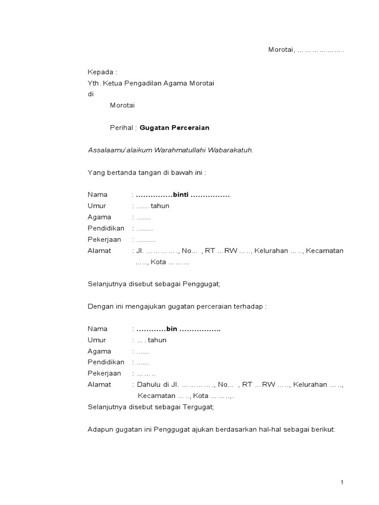 Contoh Gugatan Cerai Gugat Taklik Talak | PDF