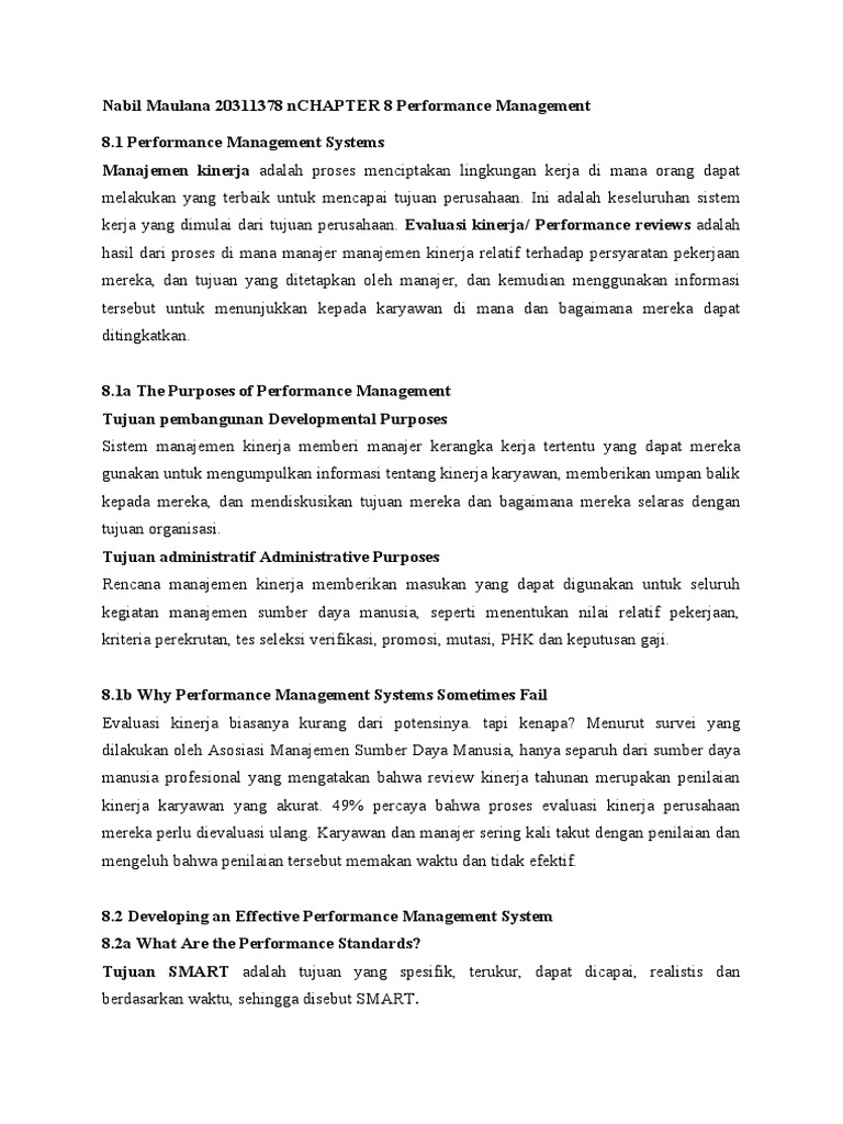 Nabil Maulana 20311378 CHAPTER 8 Performance Management | PDF