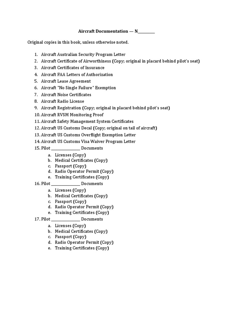 Safa Expanded Checklist Boilerplate | PDF | Aeronautics | Aerospace