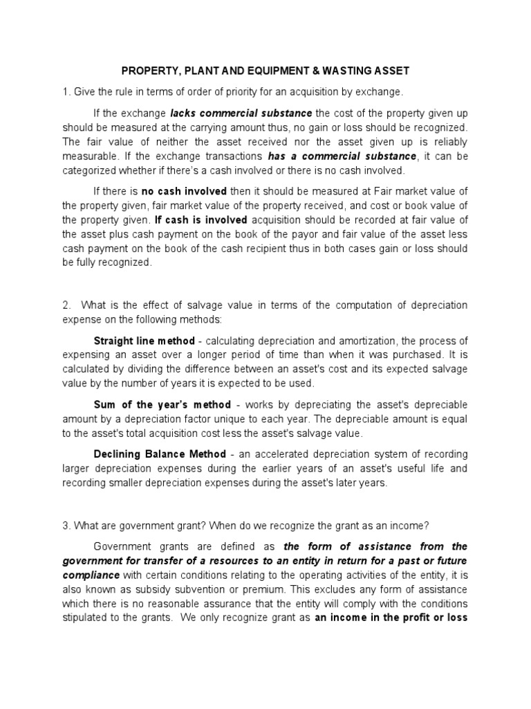 Wasting Asset Answer | PDF | Depreciation | Corporations