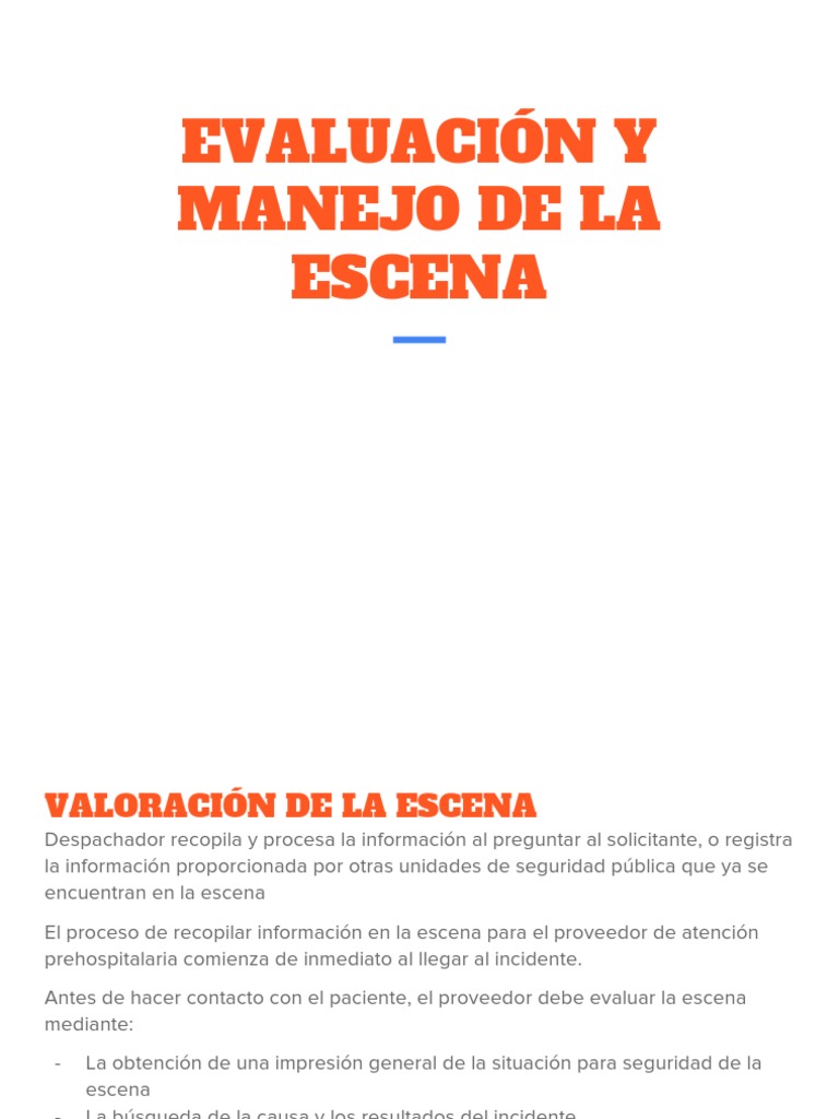 Evaluación y Manejo de La Escena | PDF | Lesión | Fisiología