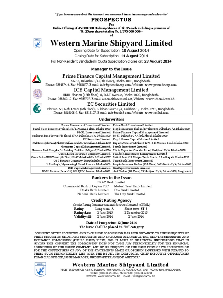 Western Marine Shipyard Limited | PDF | Initial Public Offering ...