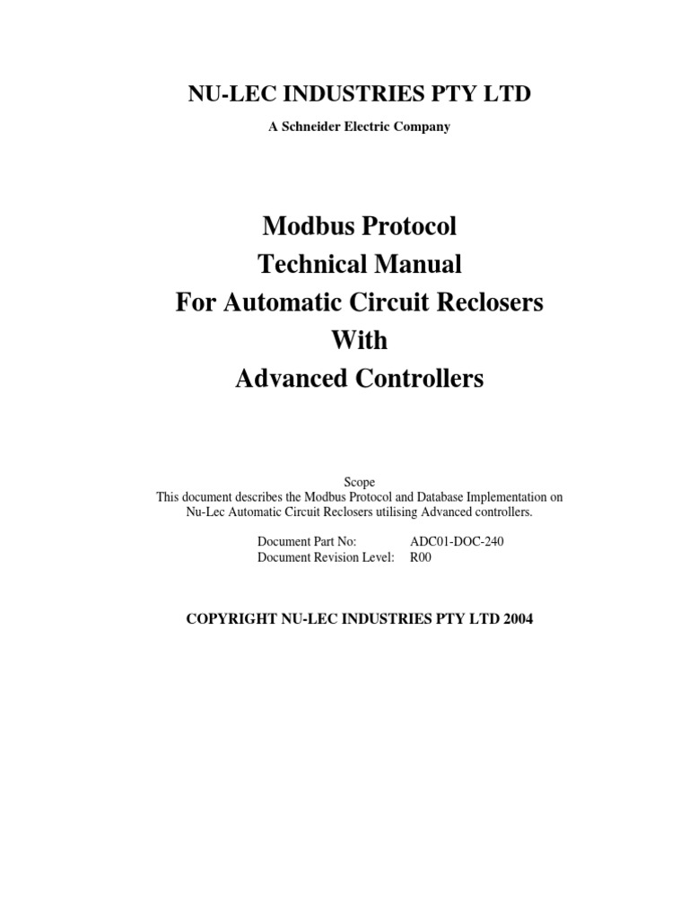 ADC01-DOC-240 - Modbus Technical Manual | PDF | Electrical Engineering | Computing