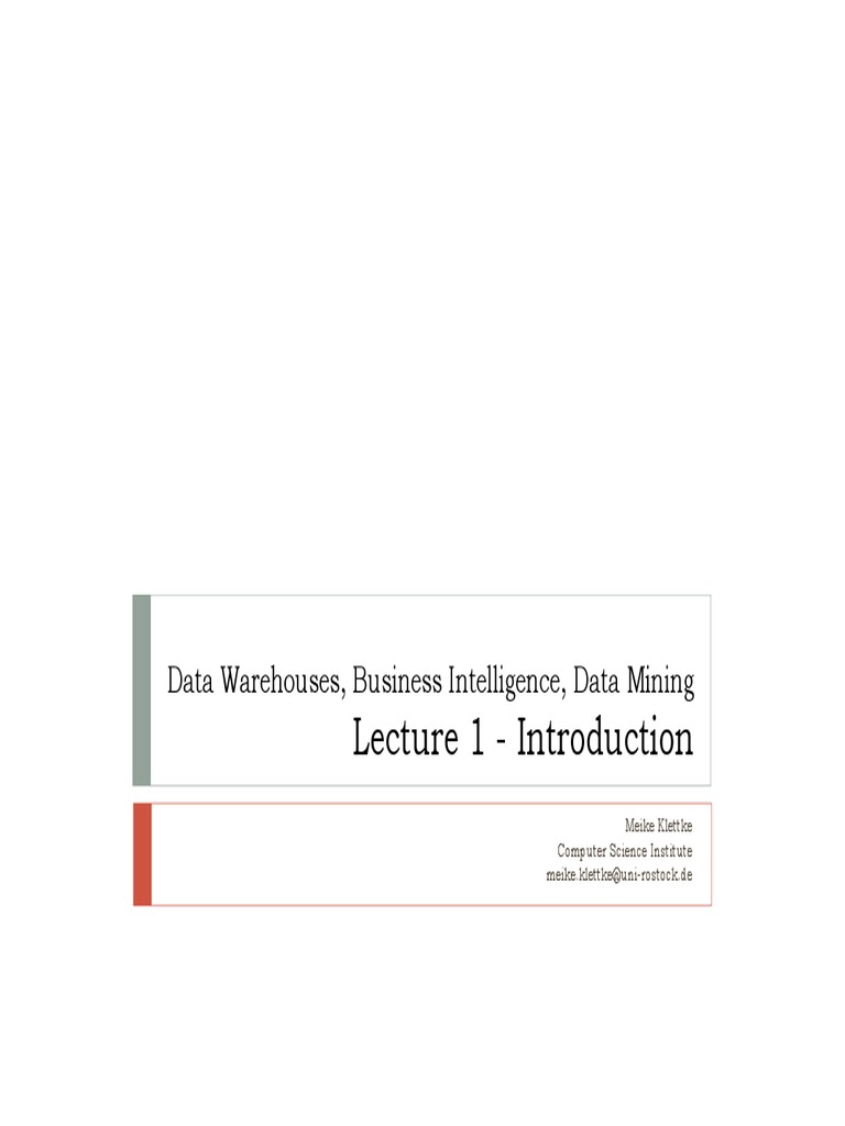 An Introduction to Data Warehouses, Business Intelligence, and Data ...