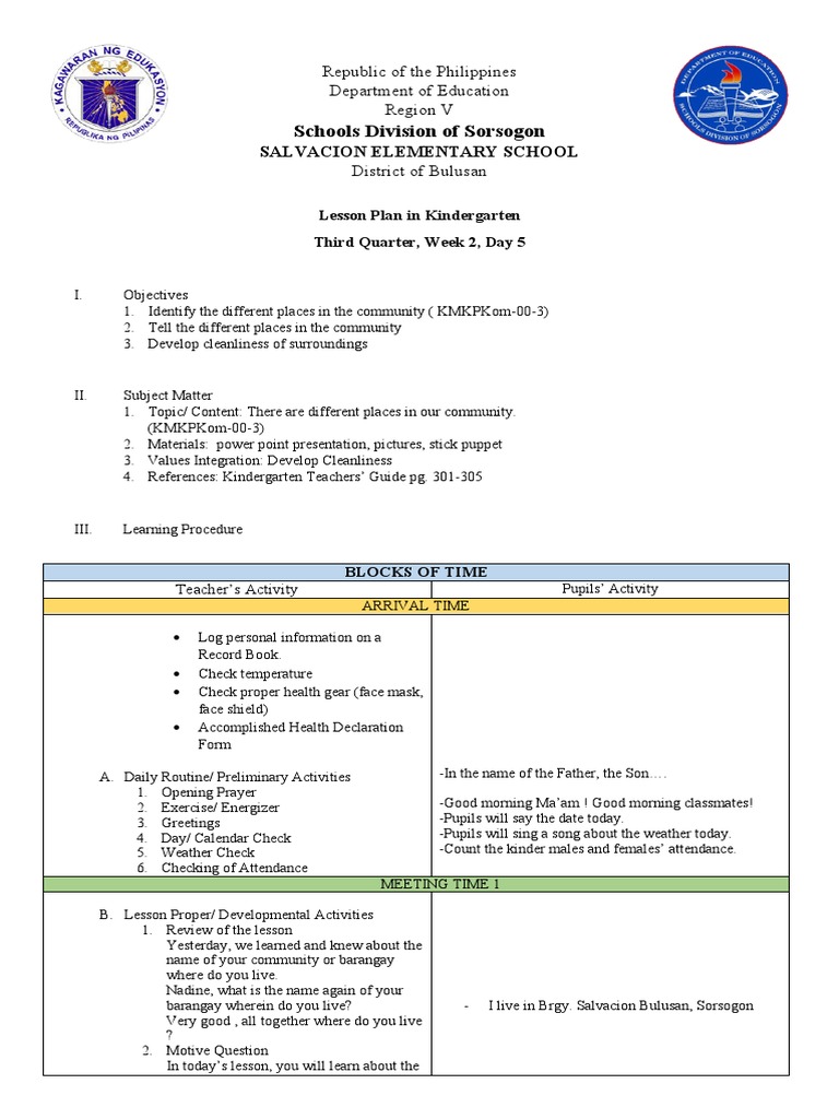 Lesson Plan in Kindergarten Cot | PDF | Lesson Plan | Pedagogy