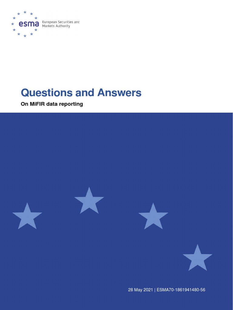 Questions and Answers: On Mifir Data Reporting | PDF | Financial ...