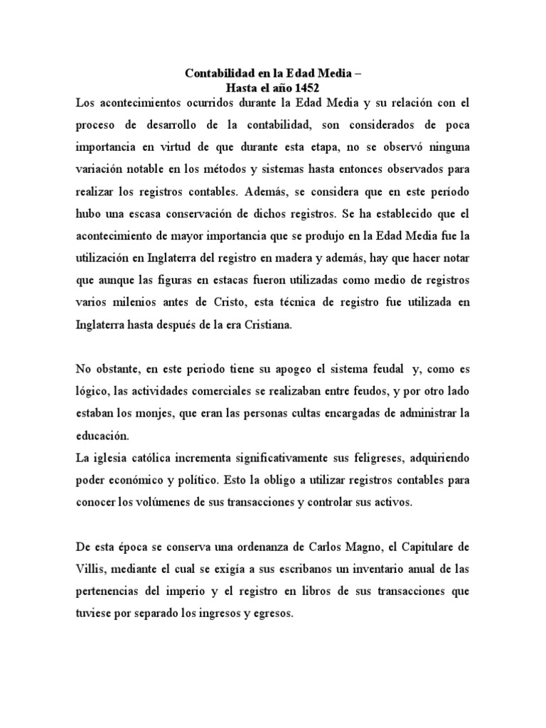 Contabilidad en La Edad Media | PDF | Estado financiero | Contabilidad