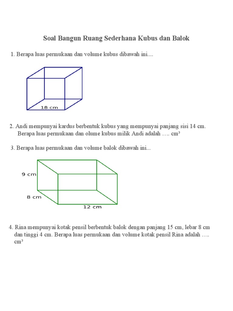 Soal Bangun Ruang Sederhana Kubus Dan Balok | PDF