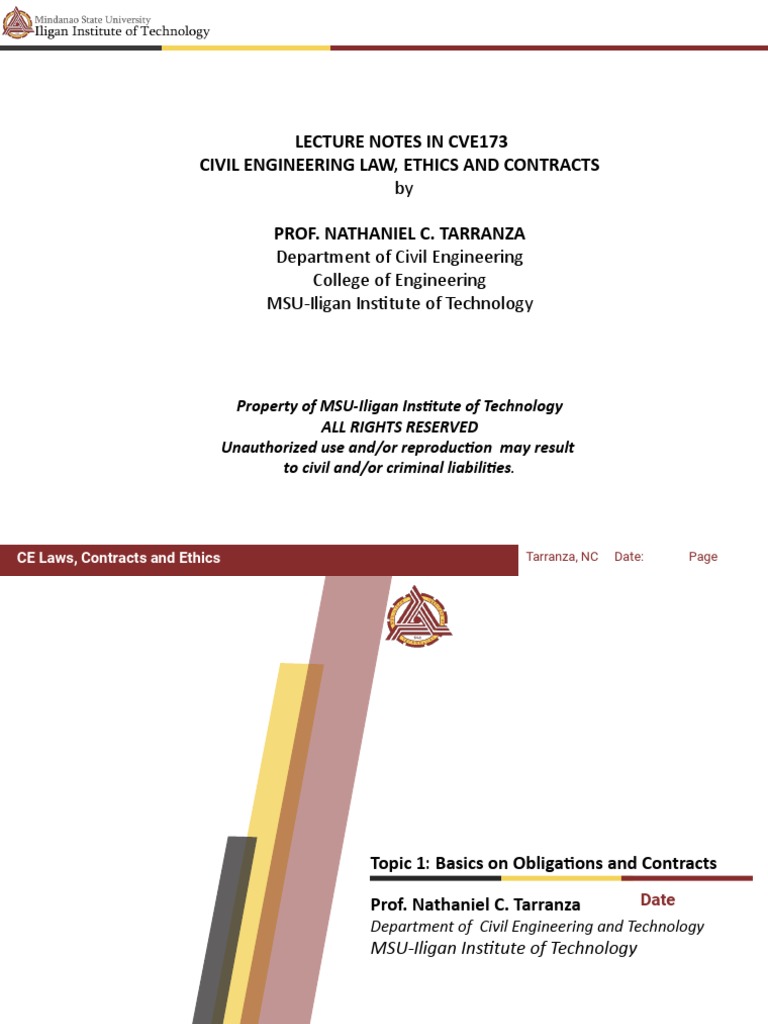 An Introduction to Civil Engineering Law, Ethics, Contracts and ...