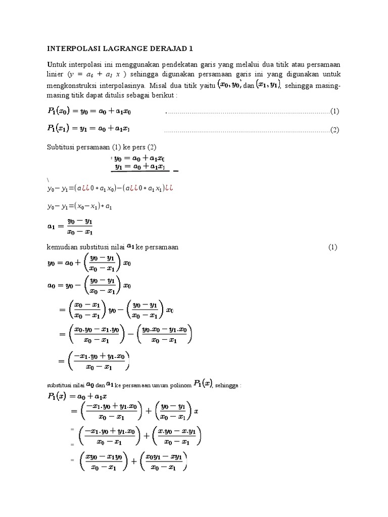 Penurunan Interpolasi Lagrange | PDF