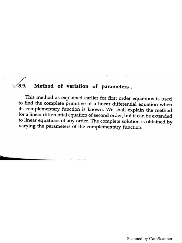 ODE Method of Variation of Parameter and Simultaneous Equations | PDF