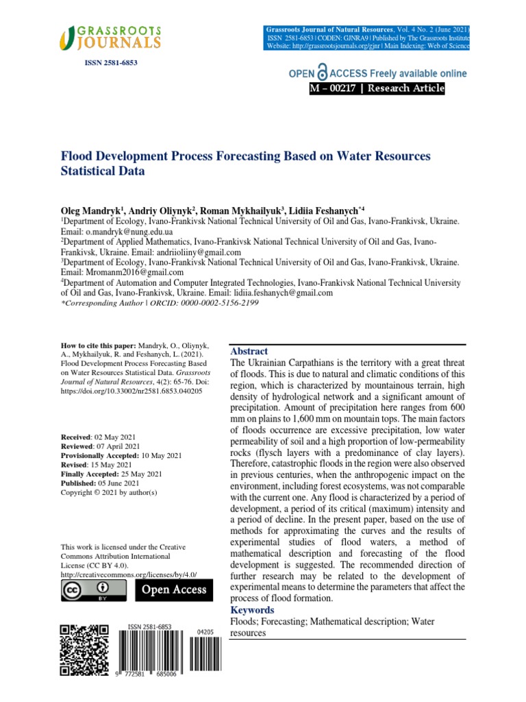 Flood Development Process Forecasting Based On Water Resources ...