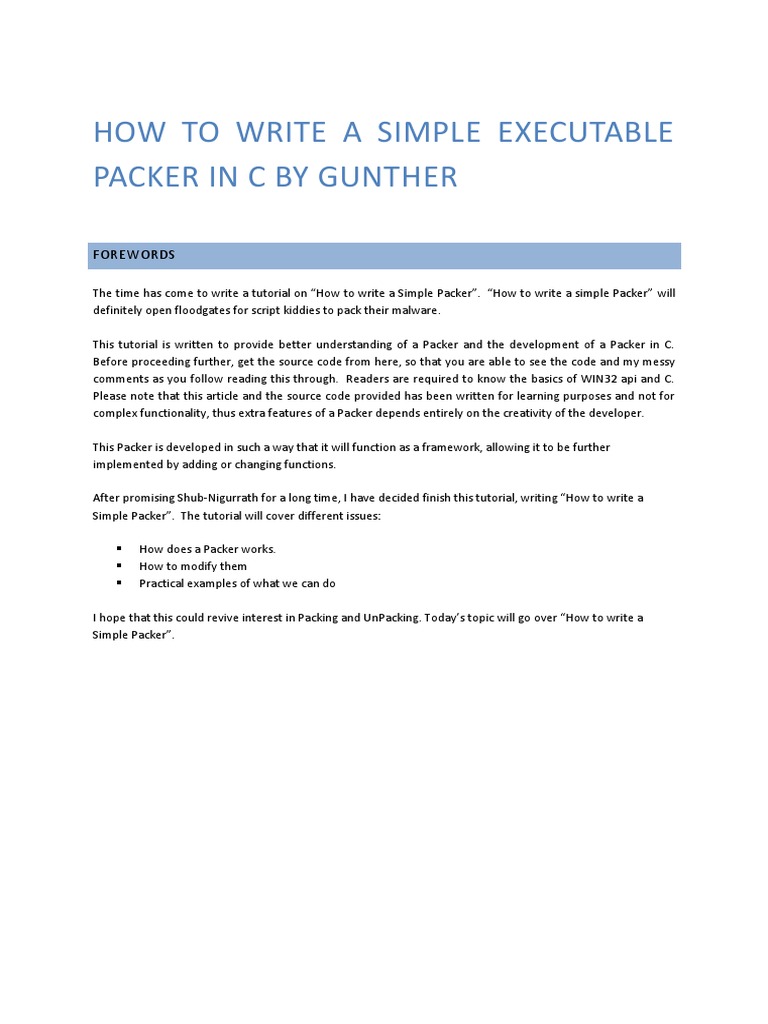 Simple Executable Packer Tutorial | PDF | Computer File | Computer Program