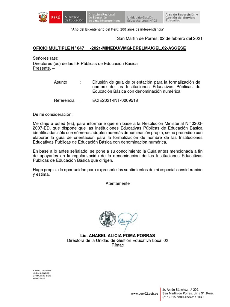 Oficio Multiple 047 2021 Asgese | PDF