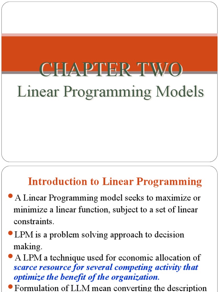 CH 2 LPPM | PDF | Mathematical Optimization | Linear Programming